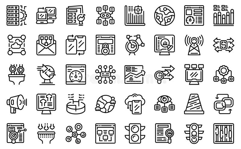 Traffic Management Icons Set Outline Vector. Social Audit Stock Vector ...