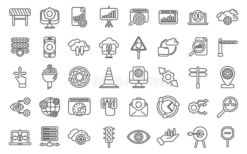 Traffic Management Icons Set Outline Vector. Social Audit Stock ...