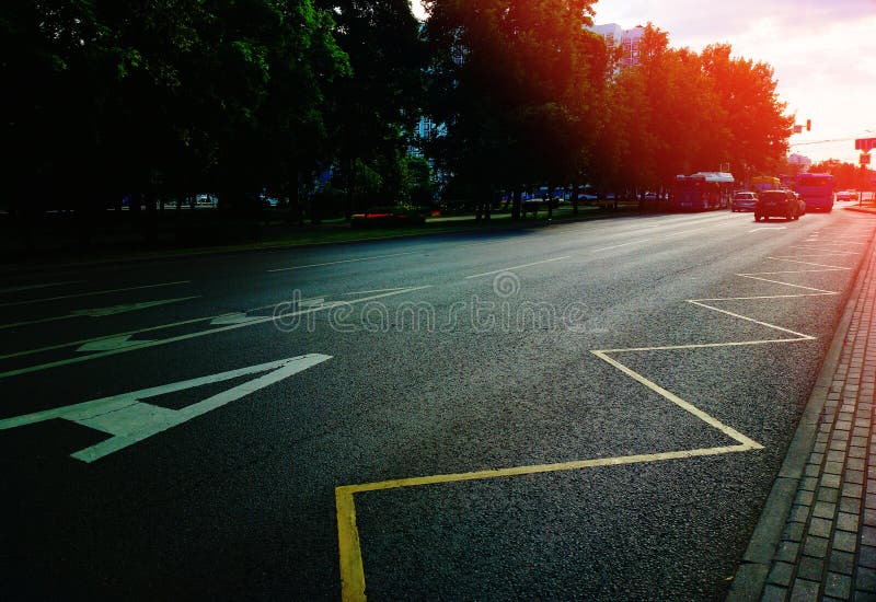 Traffic Marking Line on Empty Road Transport Background Stock Photo ...