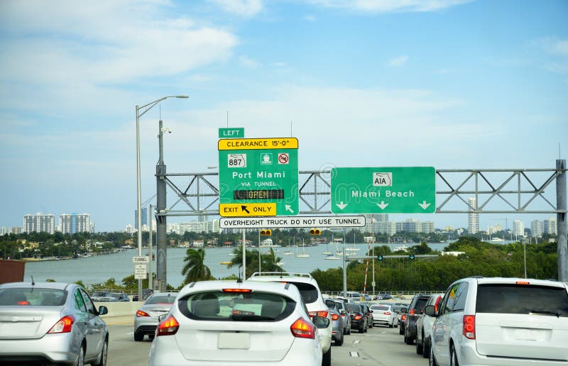 Miami Downtown Florida Road Signs Stock Photo - Image of line, biscayne ...