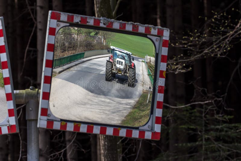 Traffic mirror stock image. Image of tractor, farmer - 46915995