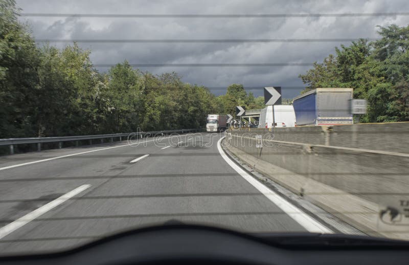 Traffic of the Motorway from the Back of a Car Stock Photo - Image of ...