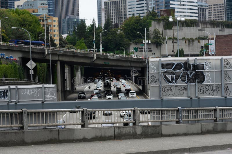 Weekend Traffic Congestion in Seattle Editorial Stock Image - Image of ...