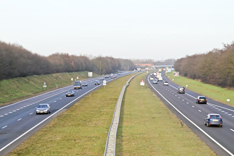 Multiple Lane Highway in the Netherlands Stock Image - Image of asphalt ...