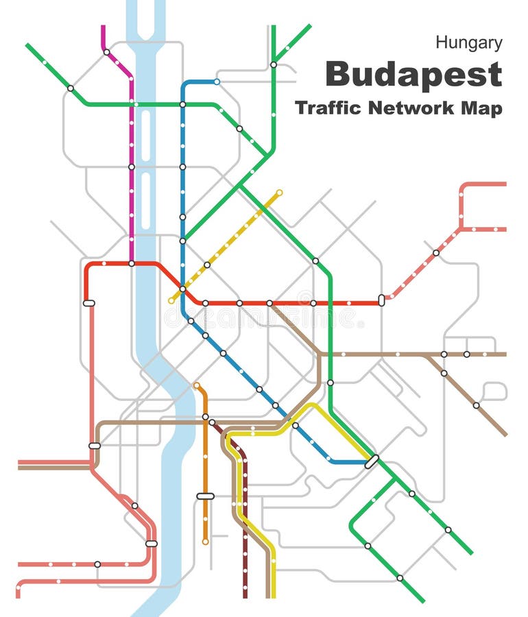 Traffic Network Map of Budapest,Hungary Stock Vector - Illustration of ...