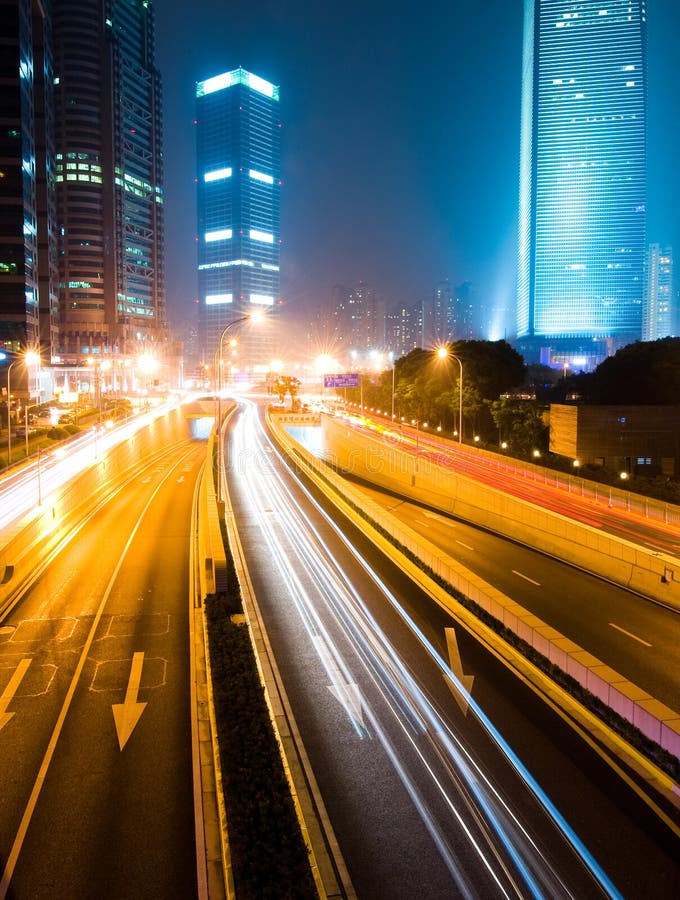 Futuristic Night City Traffic. Hong Kong Stock Image - Image of ...