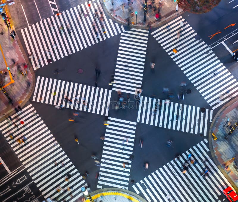 Traffic and People Cross a Busy Intersection in Ginza Stock Image ...