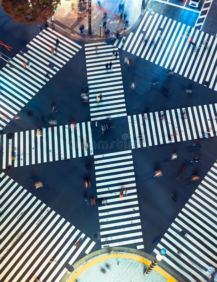 Traffic and People Cross a Busy Intersection in Ginza Stock Photo ...