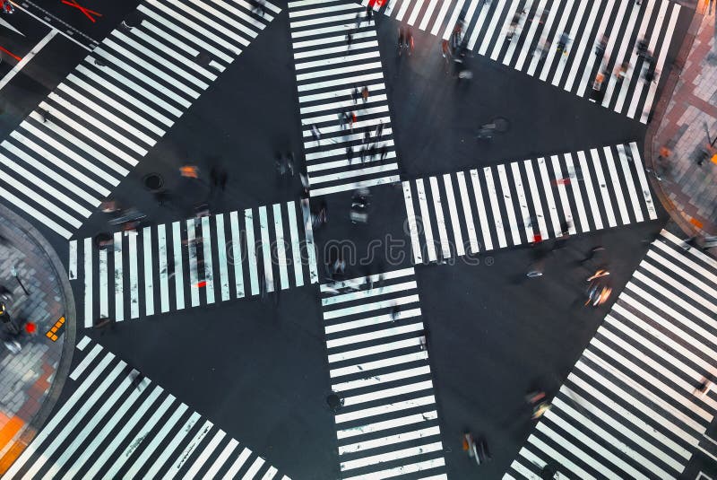 Traffic and People Cross a Busy Intersection in Ginza Stock Image ...