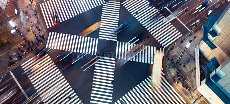 Traffic and People Cross a Busy Intersection in Ginza Stock Image ...