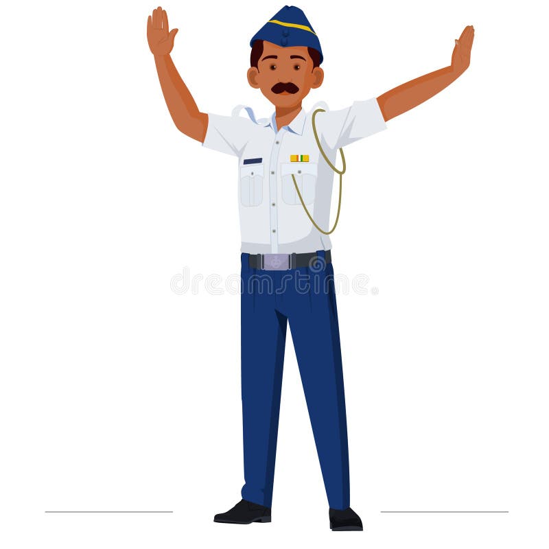 Traffic Police Making Stop Sign with Hand Stock Vector - Illustration ...