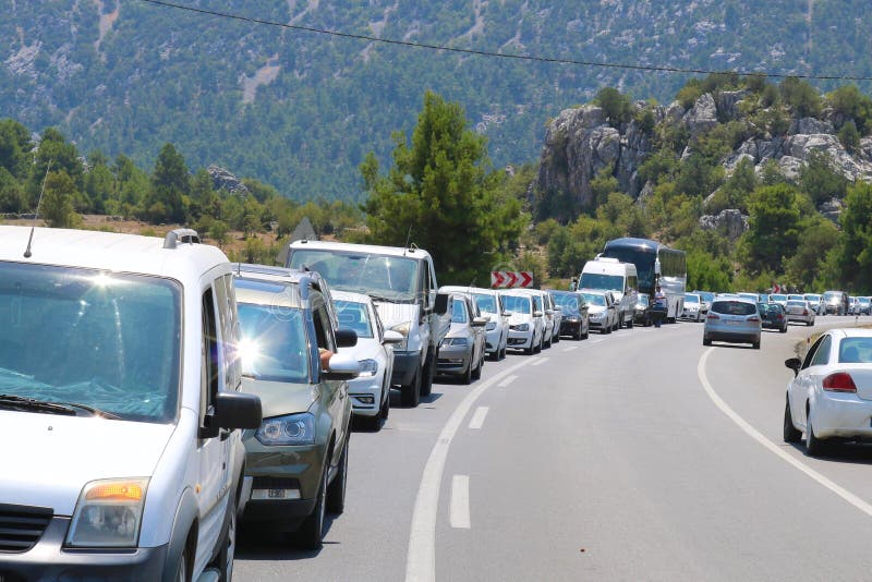 Traffic Queue. Cars in a Queue in Traffic Jam Editorial Photo - Image ...