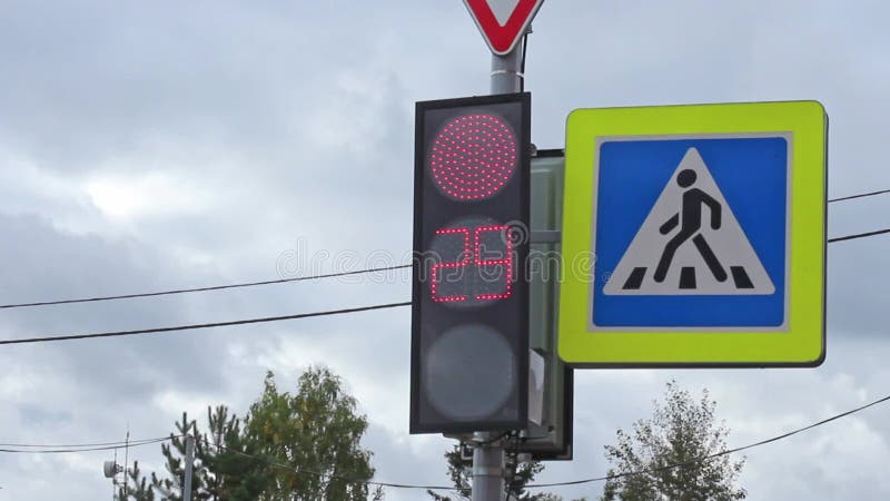 A Traffic Red Light with a Timer at a Pedestrian Crossing, the Timer ...
