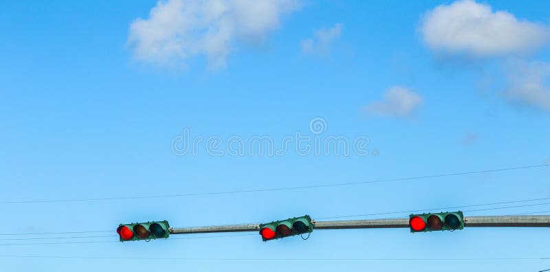 Red Traffic Lights with One Way Sign in the USA Stock Image - Image of ...