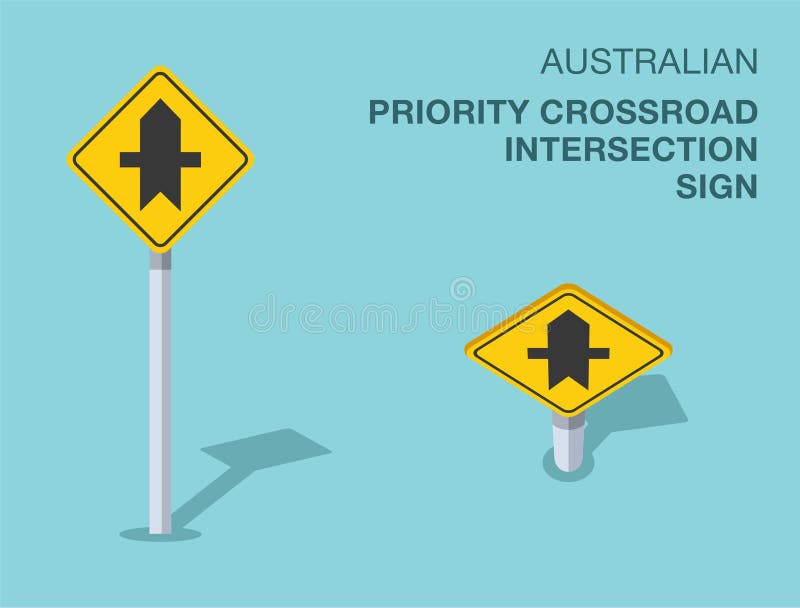 Isolated Australian "priority Crossroad Intersection" Road Sign. Front ...