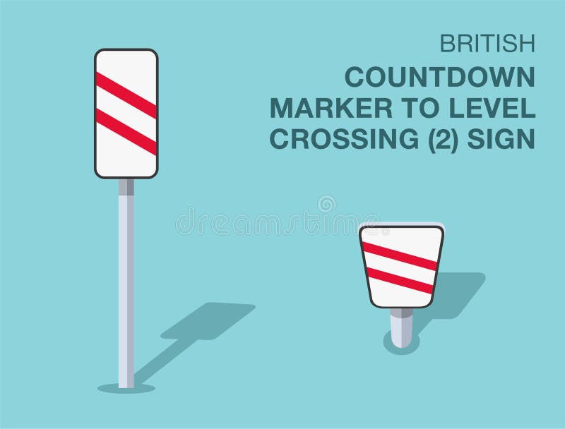 Isolated British "countdown Marker To Level Crossing, Two Lines" Road ...
