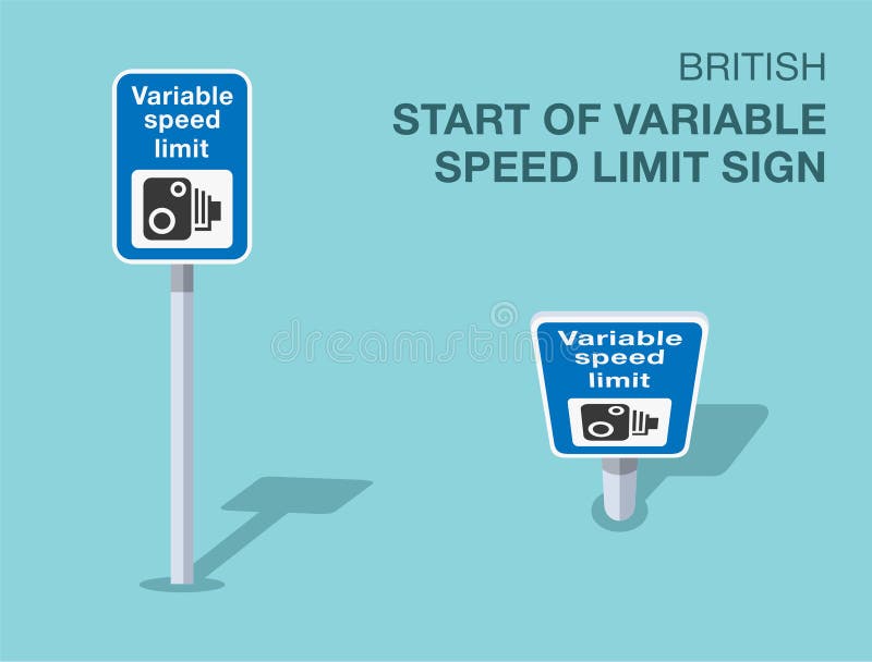 Isolated British "start of Variable Speed Limit" Road Sign. Front and ...