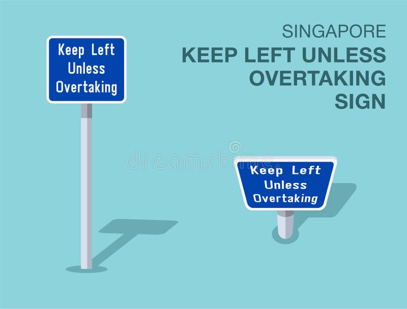Isolated Singapore "keep Left Unless Overtaking" Road Sign. Front and ...