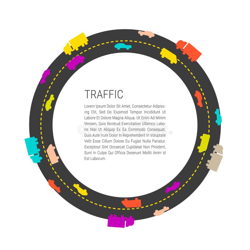 Traffic on the Ring Road. Flat Style Vector Illustration Stock ...