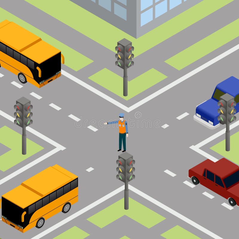 Traffic road controller stock vector. Illustration of officer - 73696814