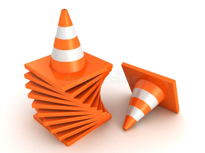 Traffic Road Orange Cones Stack on White Stock Photo - Image of alert ...