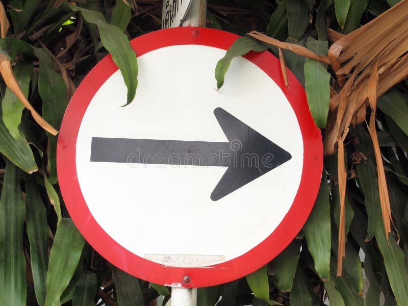Traffic Road Sign with Right Turn Arrow Stock Photo - Image of ...
