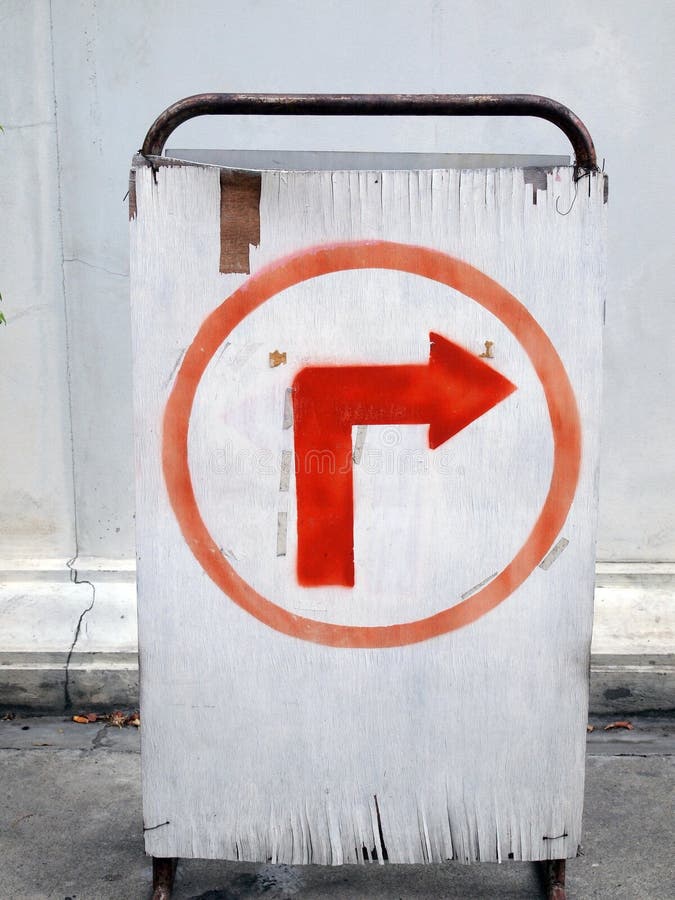 Traffic Road Sign with Right Turn Arrow Stock Image - Image of road ...