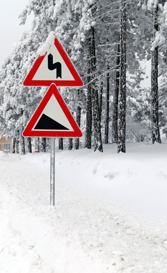 Traffic road sign in snow stock photo. Image of street - 7432300