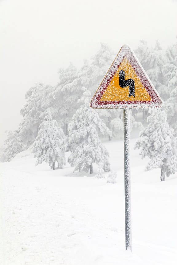 Traffic road sign in snow stock image. Image of daytime - 7432609