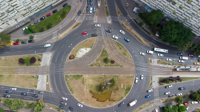 Traffic. Roundabout in Bucharest, Romania Stock Photo - Image of ...