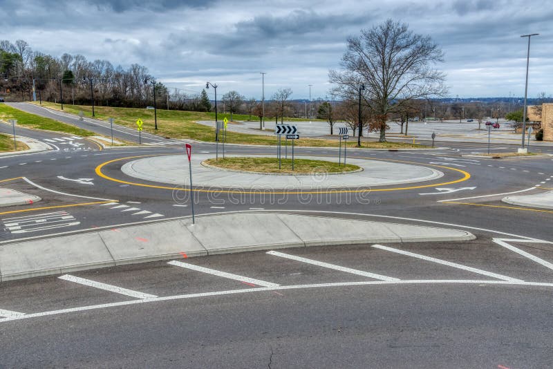 Traffic Roundabout or Circle Stock Image - Image of clouds, drive ...