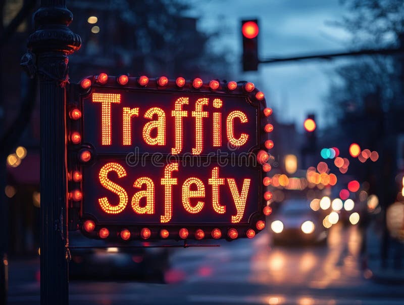 Traffic Safety 3d text stock illustration. Illustration of sign - 374953455