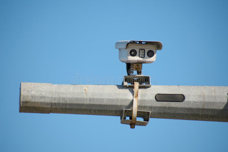 Traffic Security Camera that Displays Vehicle Passes on the Pole Stock ...