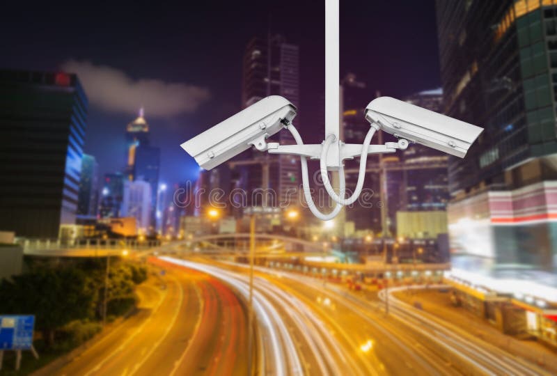 Traffic Security Camera Surveillance CCTV on Road in City Stock Photo ...
