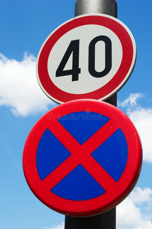 40 Kmph Or Mph Driving Speed Limit Sign On Highway Stock Image - Image ...