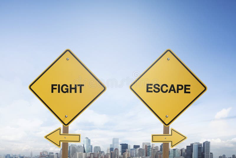 Traffic Sign Concept with Fight and Espace Words Stock Photo - Image of ...