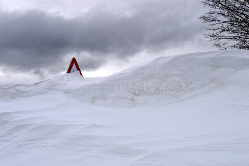 Traffic Sign Covered in Snow Stock Photo - Image of mountain, color ...