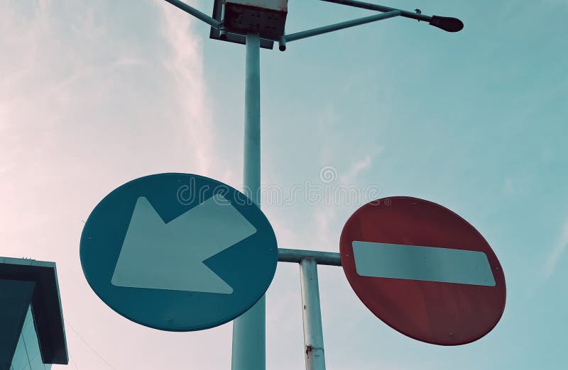 Traffic Sign Direction To the Left and No Enter Stock Image - Image of ...