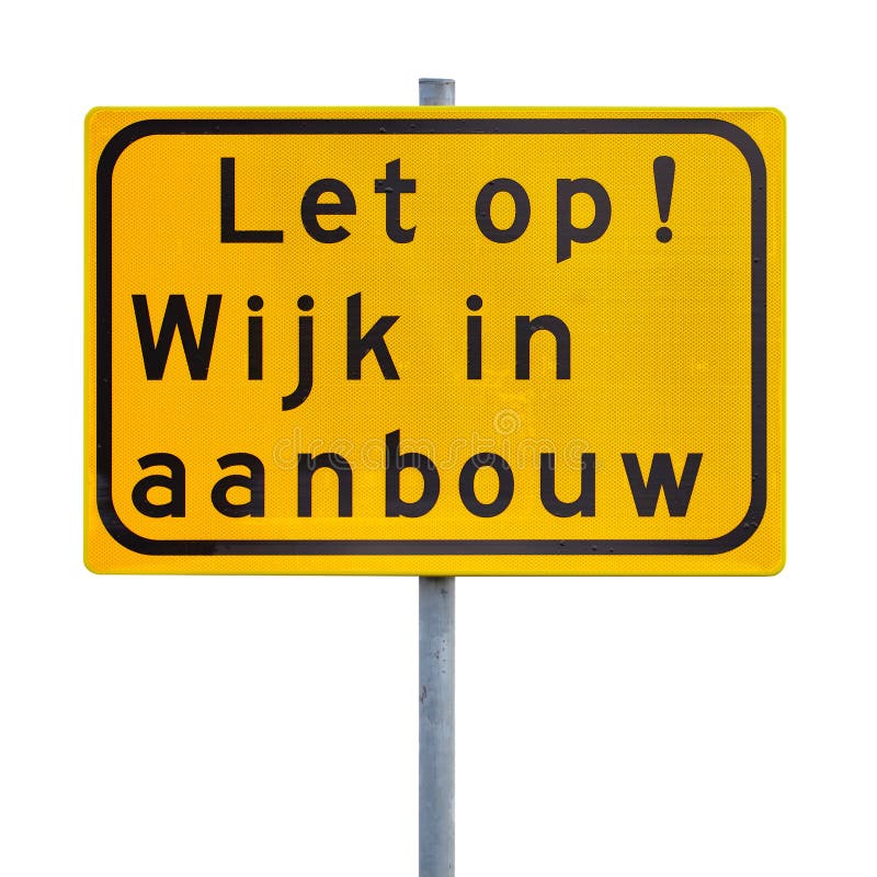 Dutch Construction Road Sign in Winter Stock Photo - Image of manual ...