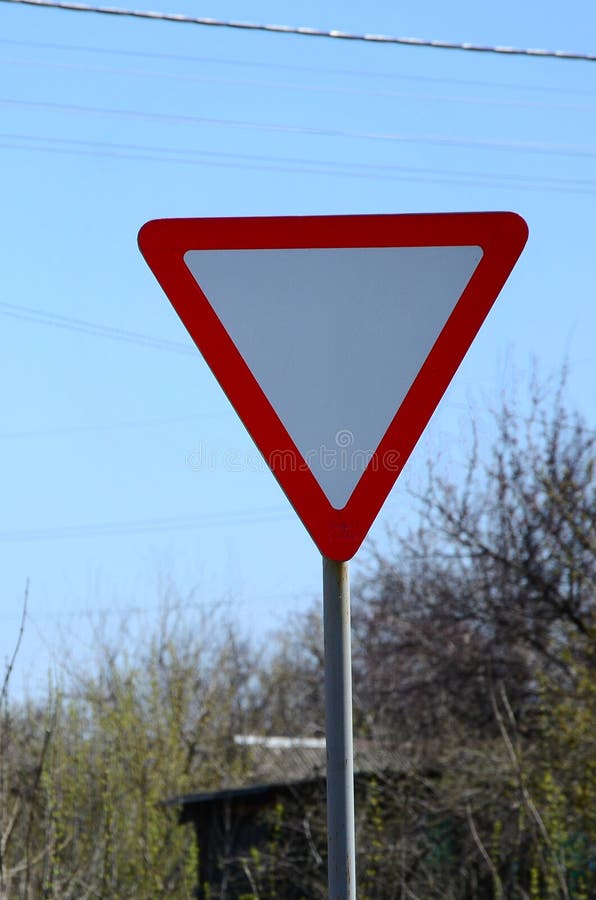 Traffic Sign in the Form of a White Triangle. Give Way Stock Image ...