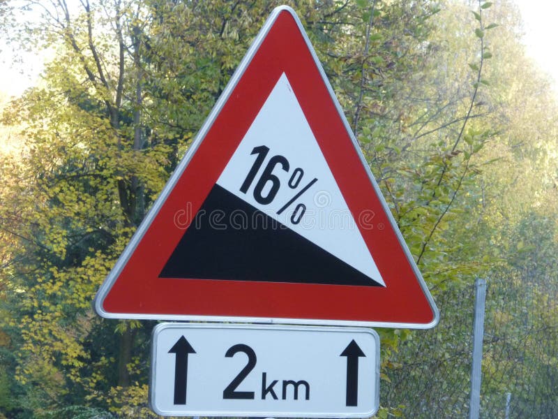 Traffic Sign Gradient 16 , Steep Stock Photo - Image of individual ...