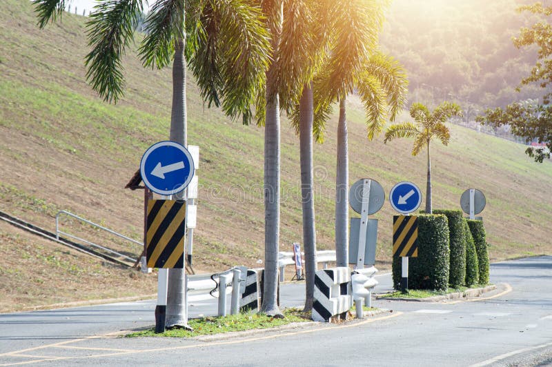 A Traffic Sign Indicates a Left-hand Intersection Ahead Stock Image ...