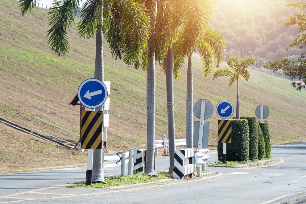 A Traffic Sign Indicates a Left-hand Intersection Ahead Stock Image ...