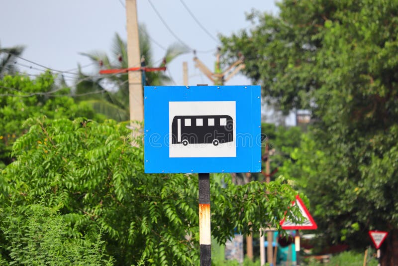 Traffic Sign Indicating Bus Stop on Highway Road Stock Image - Image of ...