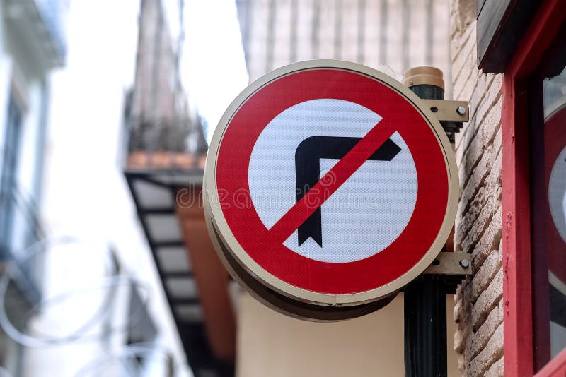 Traffic Sign Indicating and Prohibited Turning Right in Town. Road ... Traffic Sign Indicating and Prohibited Turning Right in Town. Road ...