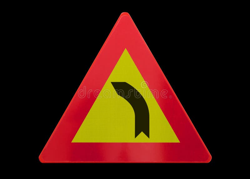 Traffic Sign Isolated - Curve Left Stock Photo - Image of indicator ...