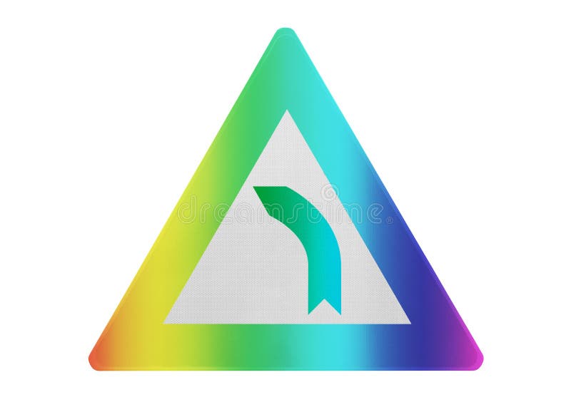 Traffic Sign Isolated - Curve Left Stock Illustration - Illustration of ...