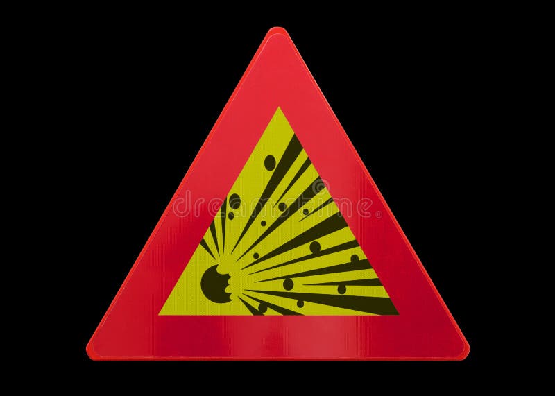 Traffic Sign Isolated - Explosion Danger Stock Image - Image of white ...