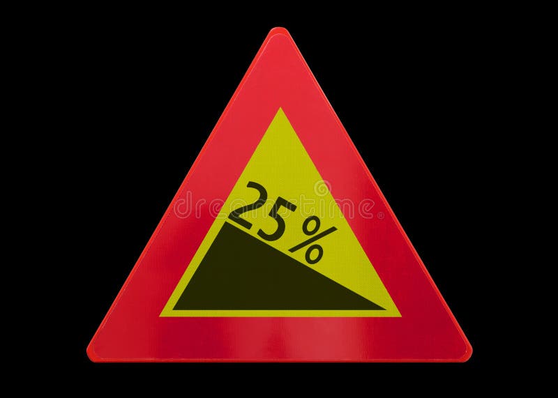 Traffic Sign Isolated - Grade, Slope 25 Stock Image - Image of traffic ...