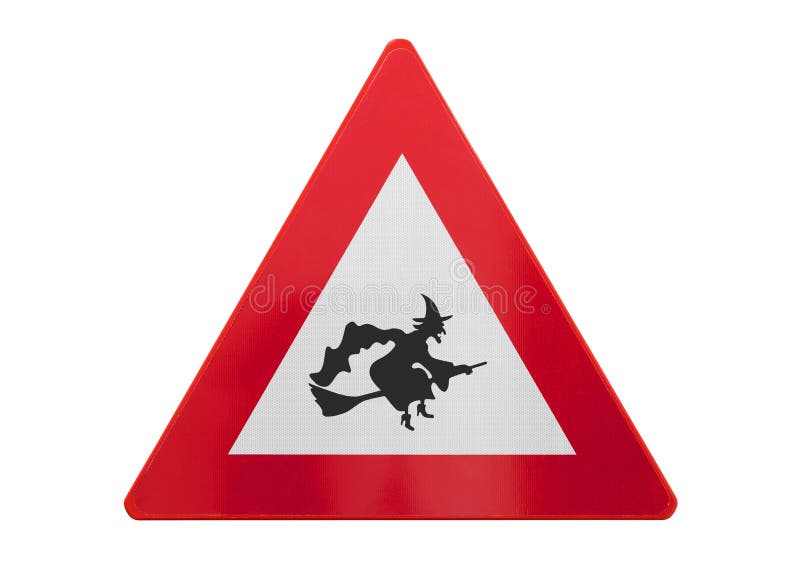 Traffic Sign Isolated - Witch Stock Photo - Image of board, triangle ...